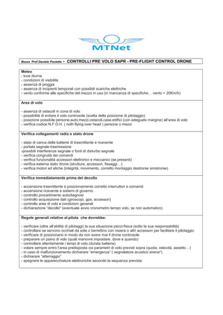 Piano di volo con Droni | DOC