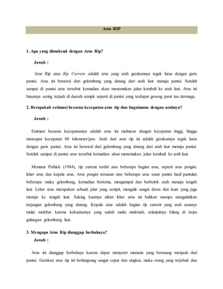 penyelesaian soal-soal sedimentasi dan rip current | DOCX