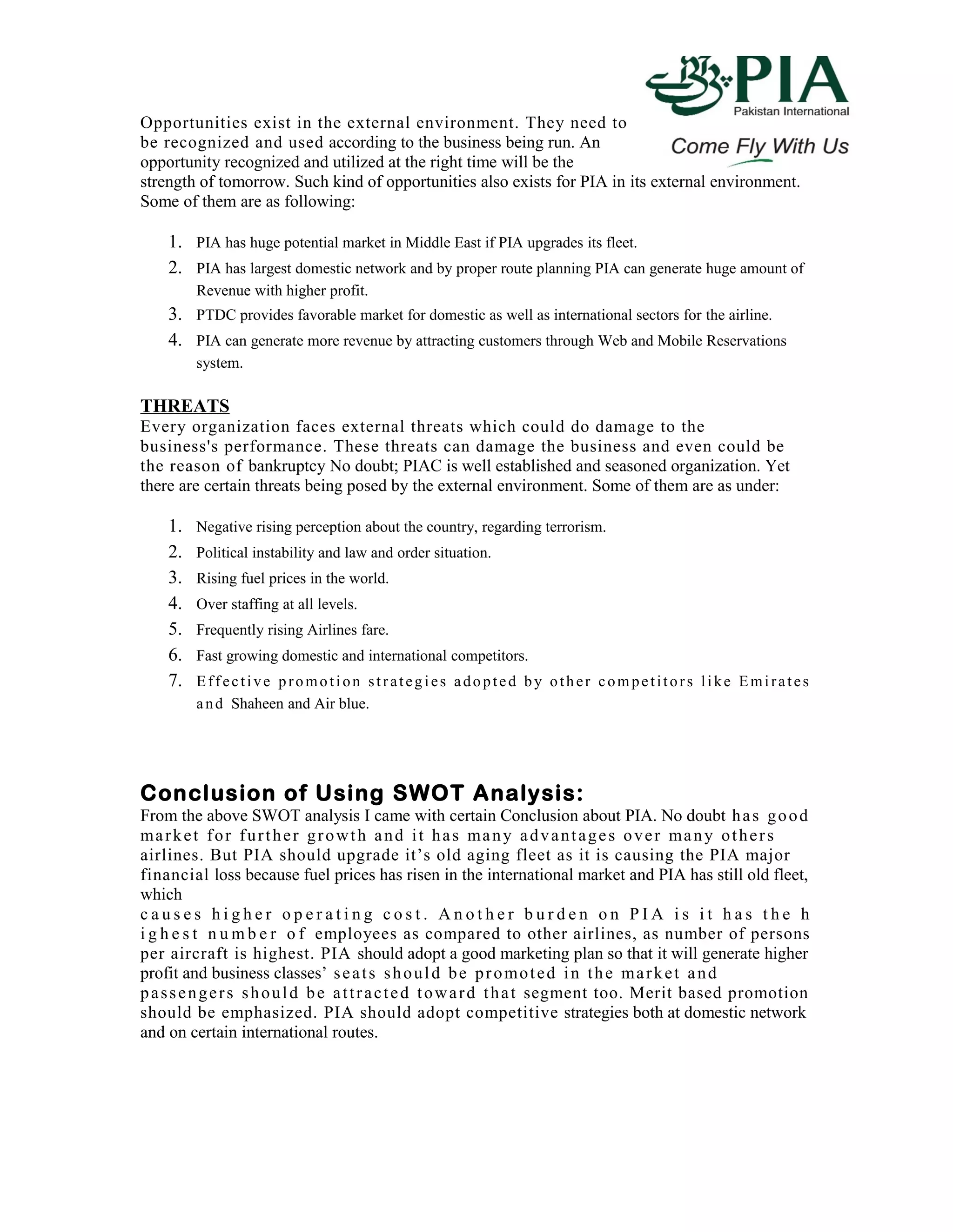Pia swot analysis | DOC