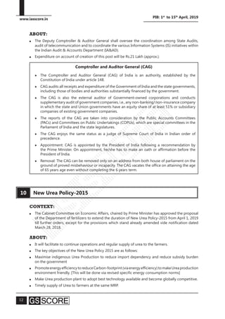 PIB COMPILATION - 1ST APRIL TO 15TH APRIL | PDF