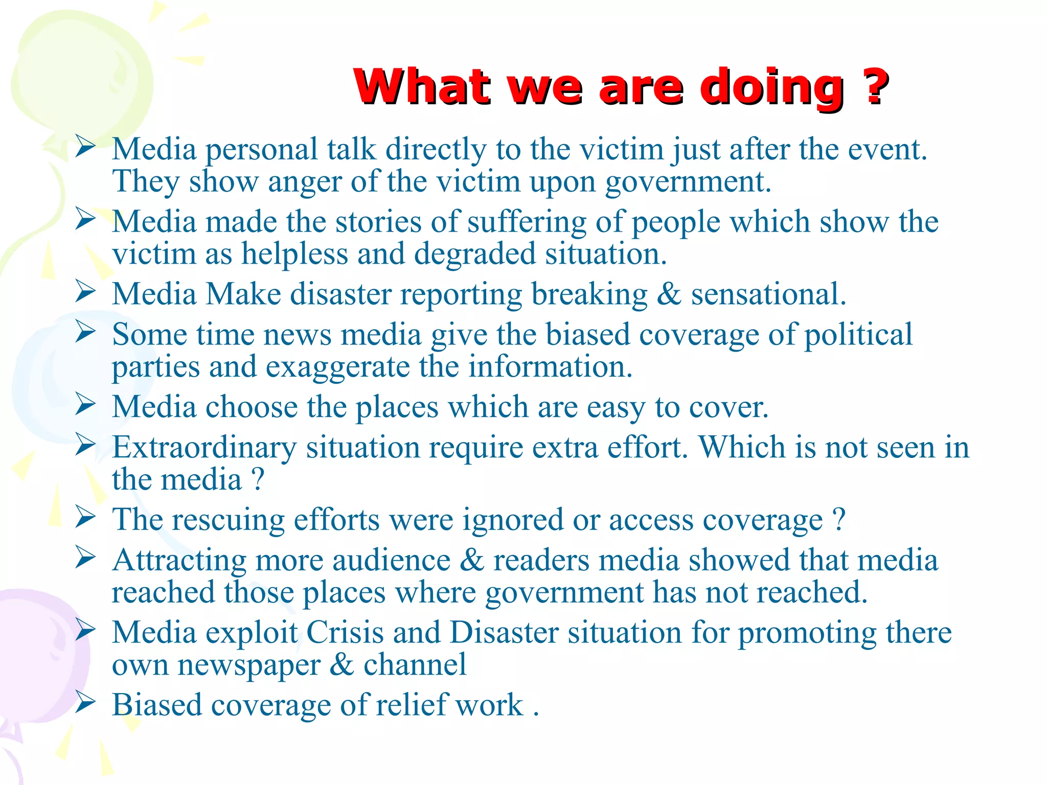 Role of Media in crisis and Disaster situation | PDF