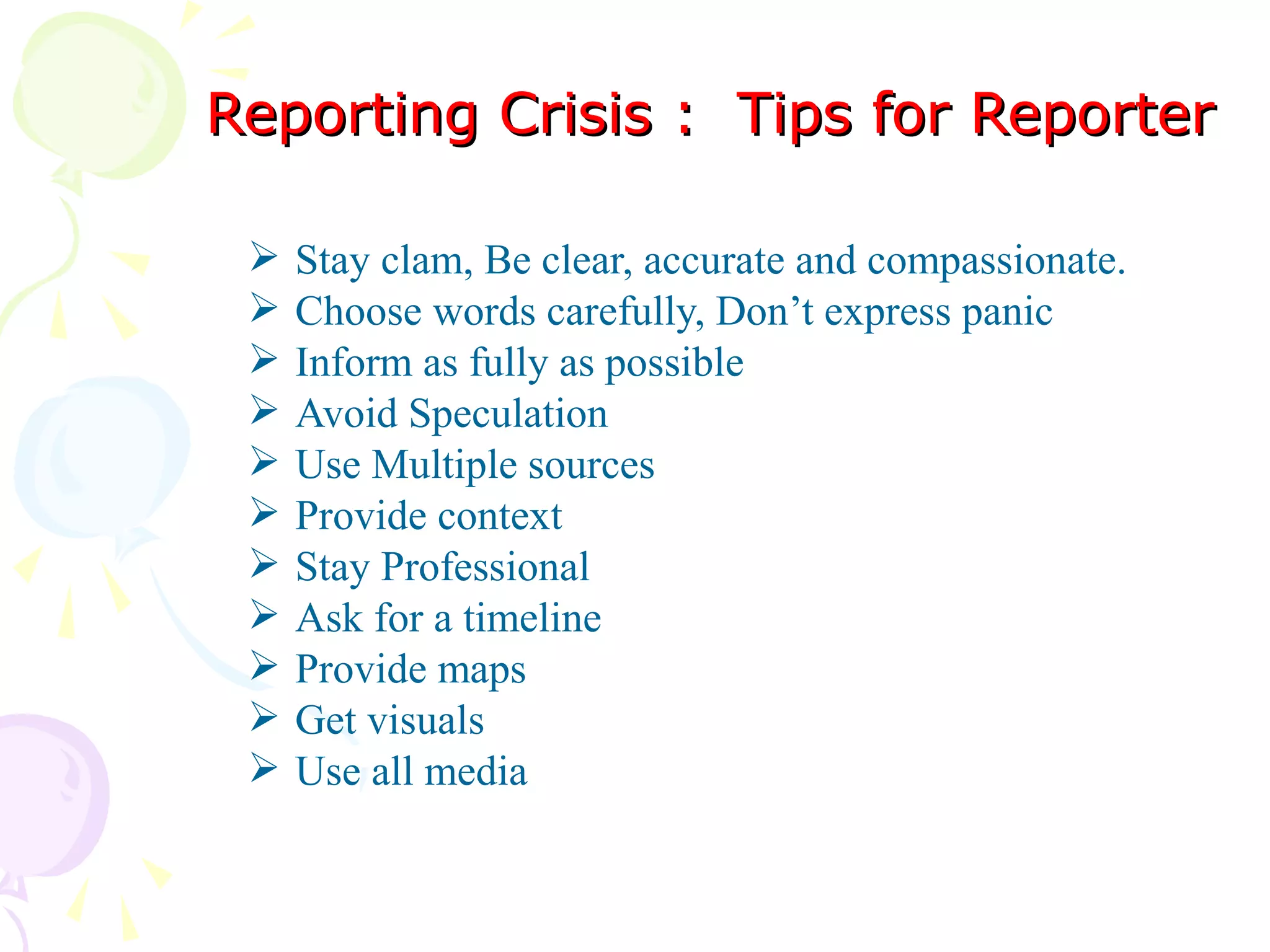 Role of Media in crisis and Disaster situation | PDF