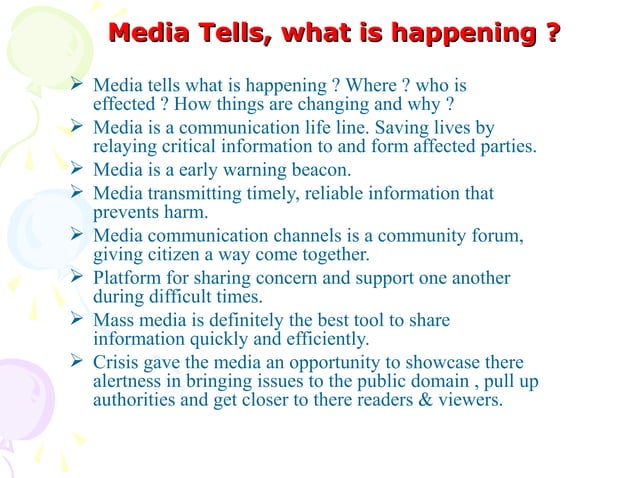 Role of Media in crisis and Disaster situation | PDF