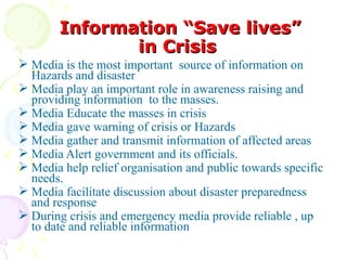 Role of Media in crisis and Disaster situation | PDF