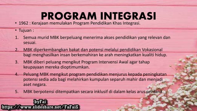 Pendidikan Inklusif (Pengenalan Program Pendidikan Khas) | PPTX
