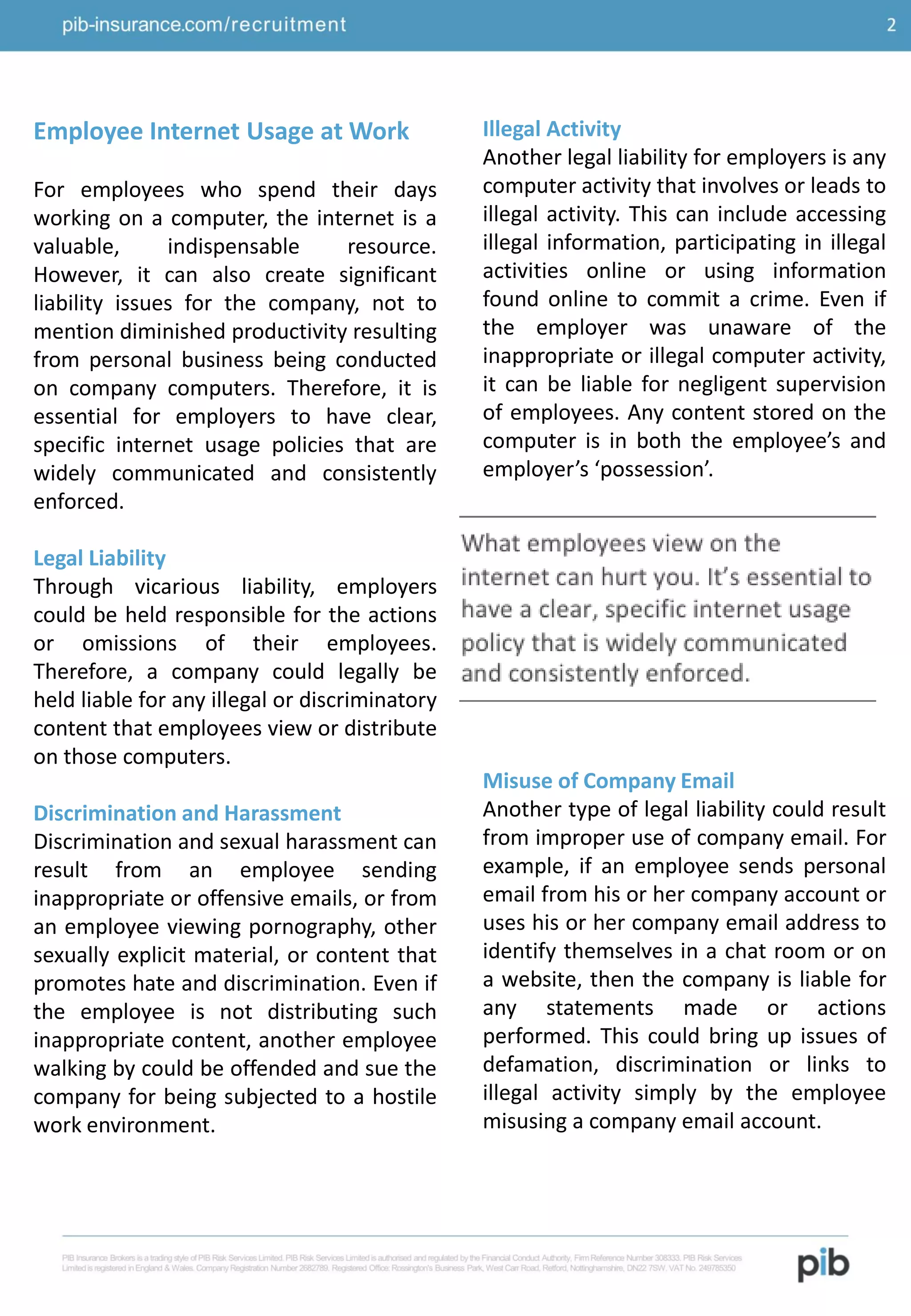 Risk Insight - Employee Internet Usage at Work | PDF