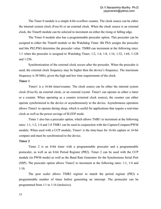 PIC MICROCONTROLLERS -CLASS NOTES | DOC | Operating Systems | Computer ...