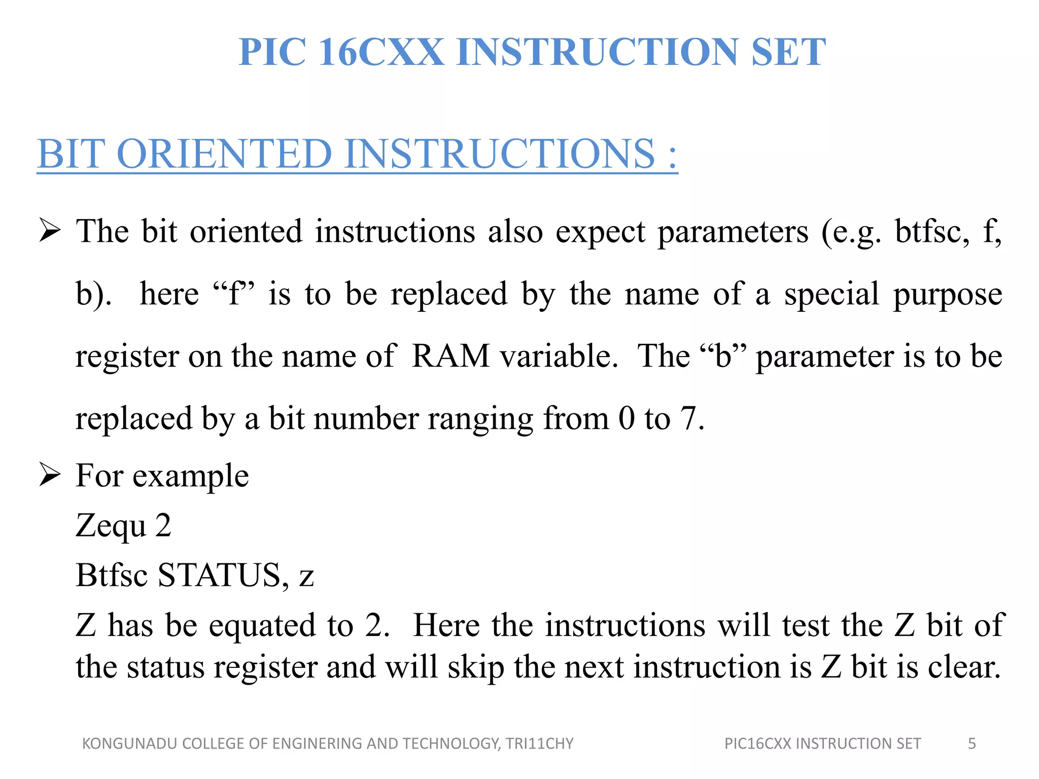Pic16cxx instruction set | PPTX