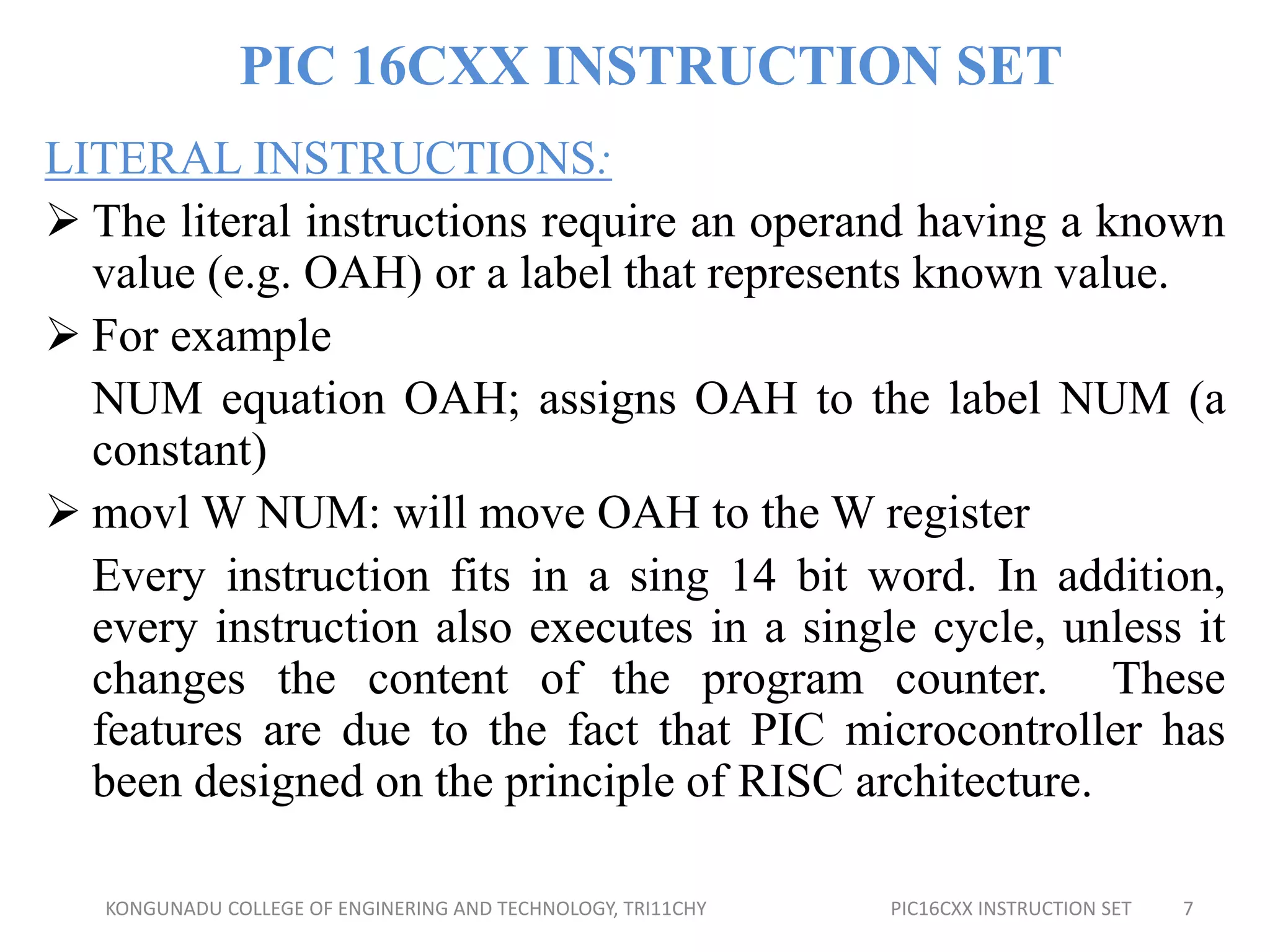 Pic16cxx instruction set | PPTX