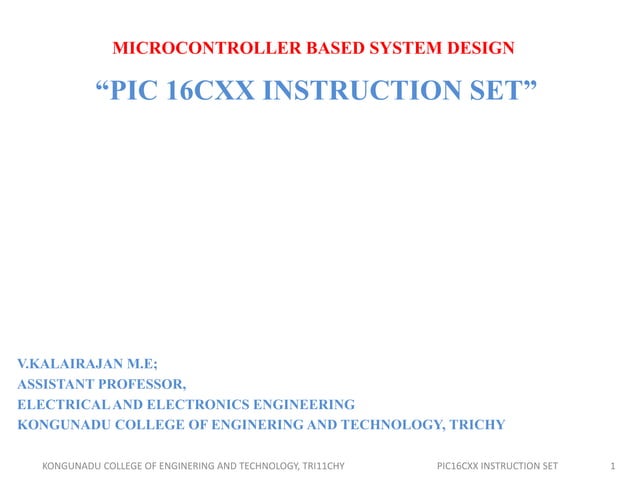Pic16cxx instruction set | PPTX | Programming Languages | Computing