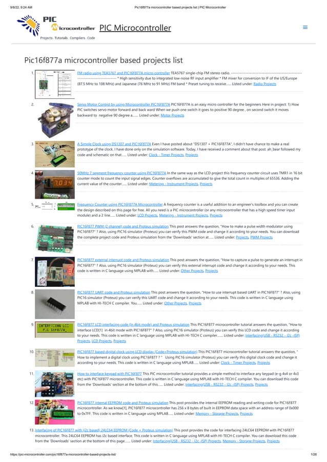 Pic16f877a microcontroller based projects list _ PIC Microcontroller.pdf | Computing ...