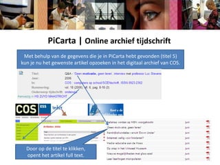PiCarta Tutorial Minor Leerpsychologie | PPT