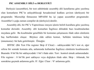 PIC Programlama, Assembly ve Komutlar | PPTX