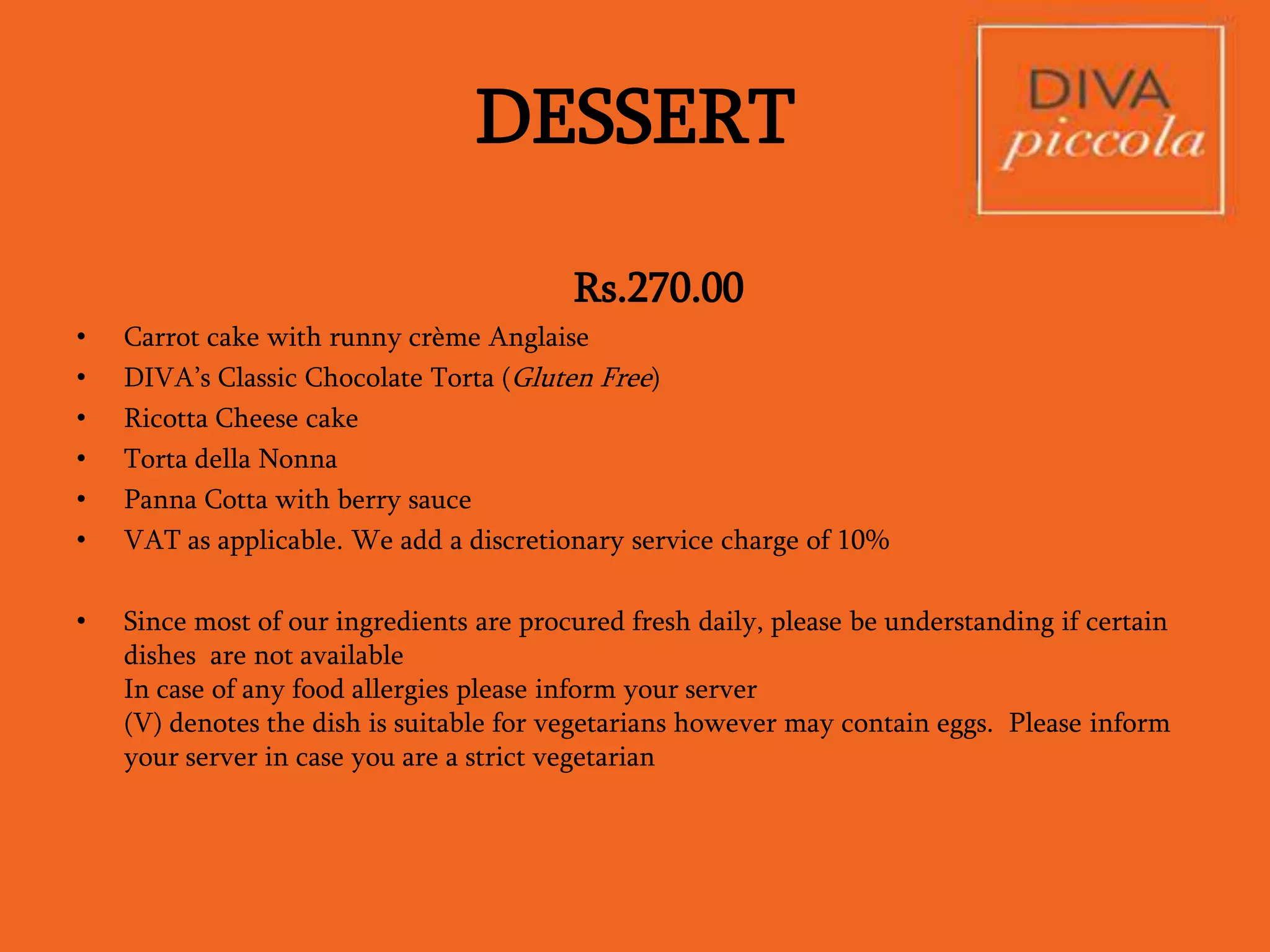 DIVA Piccola Menu | PPTX