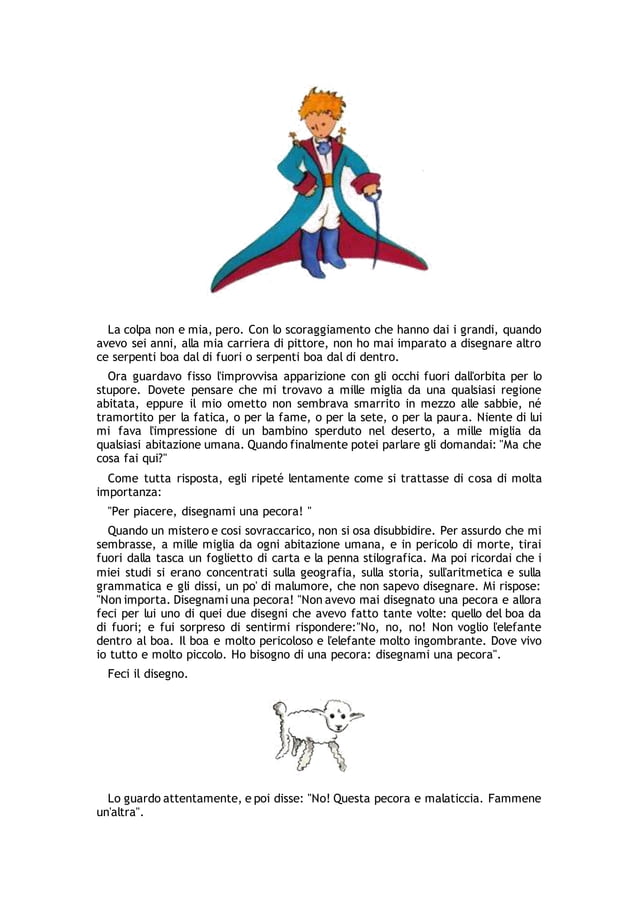 Piccolo principe in italiano | DOCX | Drawing and Sketching | Arts and ...