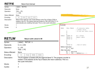 PIC Instruction.pdf , Microprocessor, microcontroller | PDF