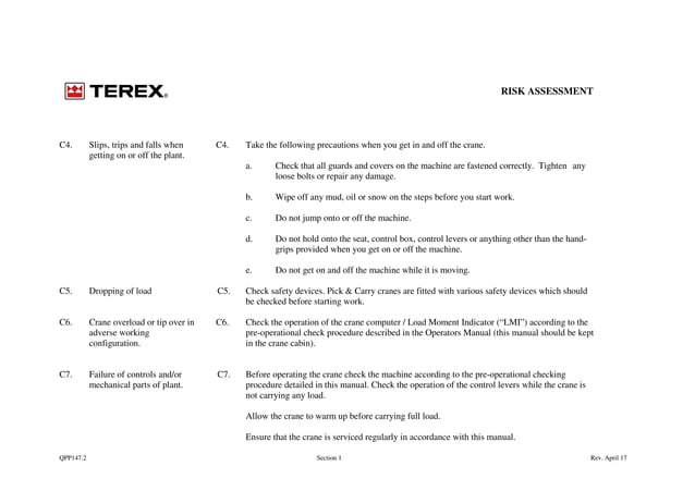 Pick carry-cranes-risk-assessment | PDF | Manufacturing Industry ...