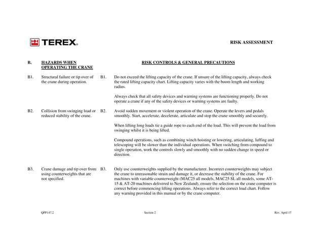 Pick carry-cranes-risk-assessment | PDF | Manufacturing Industry ...