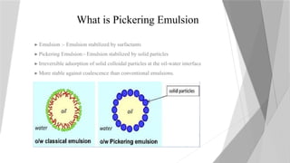 A Pickering emulsion is a type of emulsion stabilized by solid ...