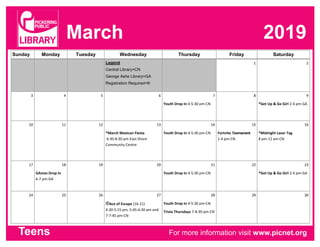 Pickering Public Library March Monthly Calendars | PDF | Digital Audio ...