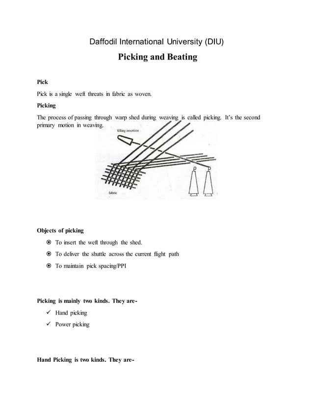 Picking and beating | DOCX | Needlework | Arts and Crafts
