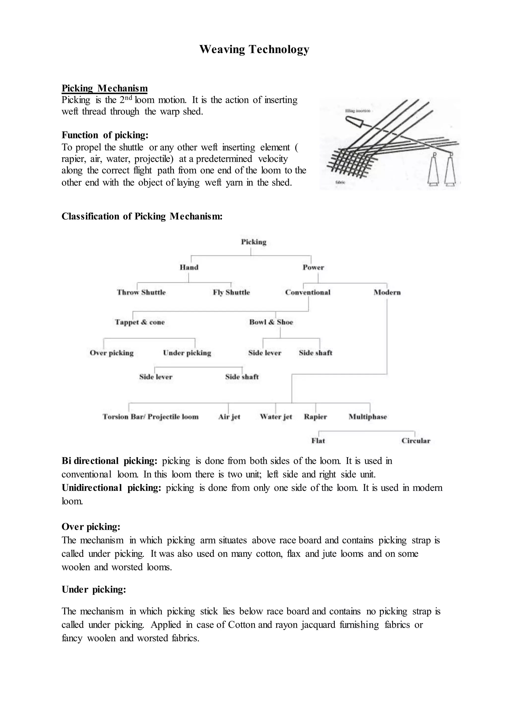 Picking Mechanism | Beat Up Mechanism | Over Picking Under Picking ...