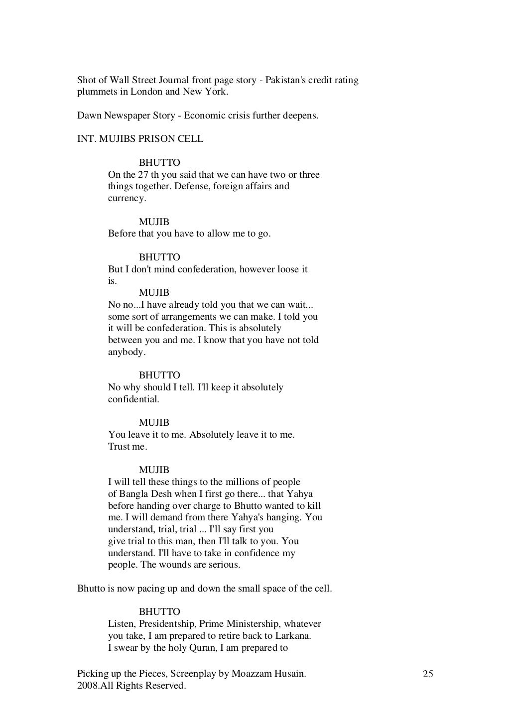 Picking up the pieces script