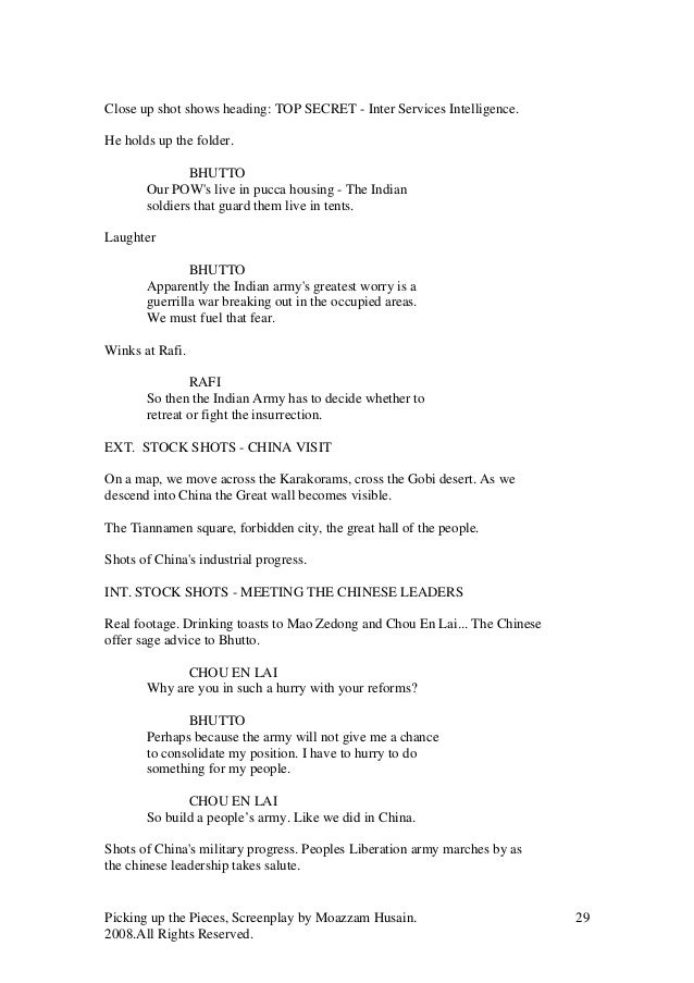 Picking up the pieces script