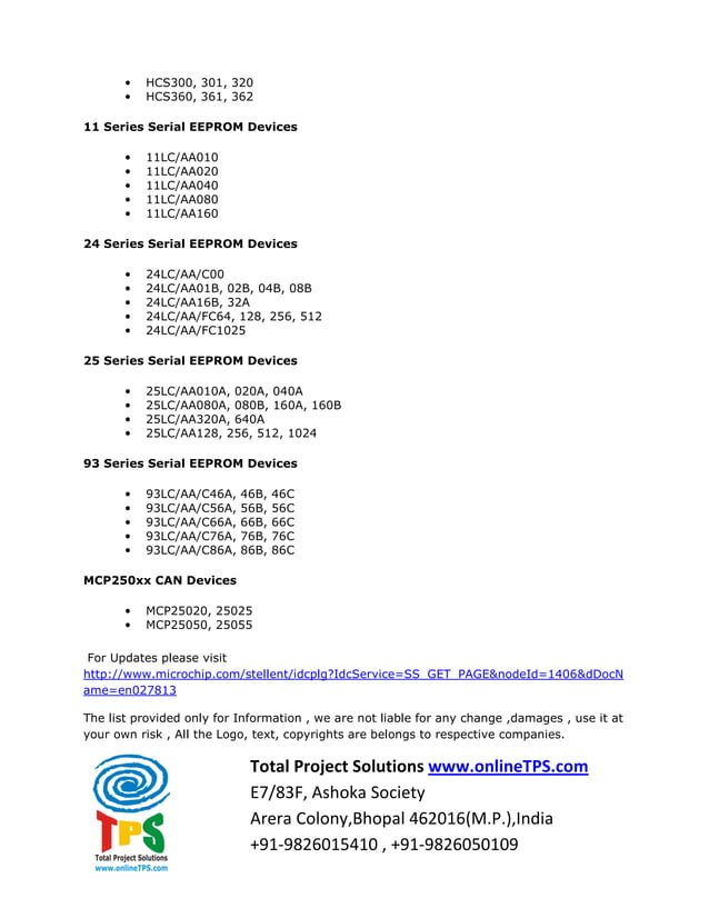 PICkit 2 Programmer device support list | PDF | Computer Peripherals | Computing