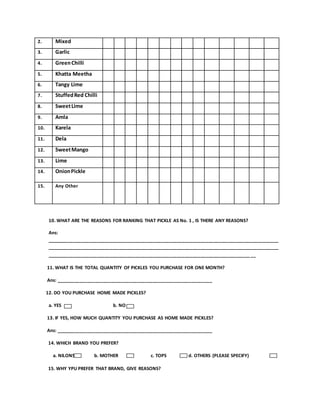 Pickle study questionnaire | DOCX