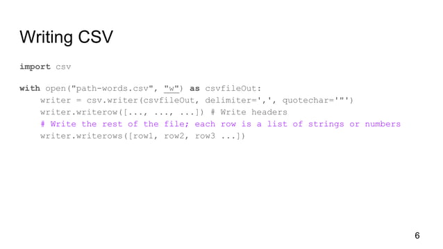 Pickling and CSV | PPT