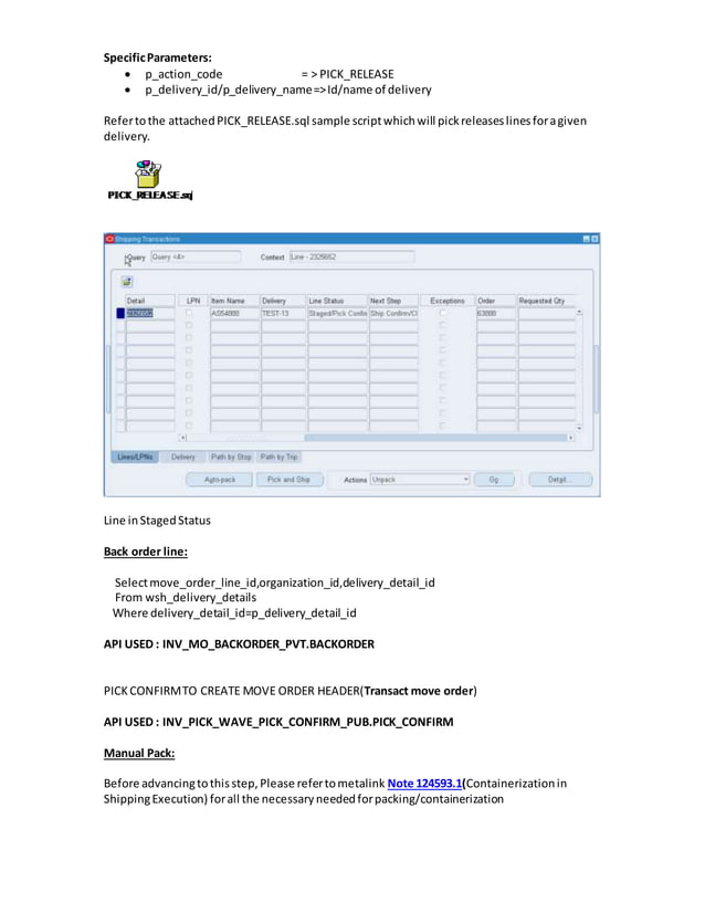 Pick pack and ship confirm process in oracle apps | PDF