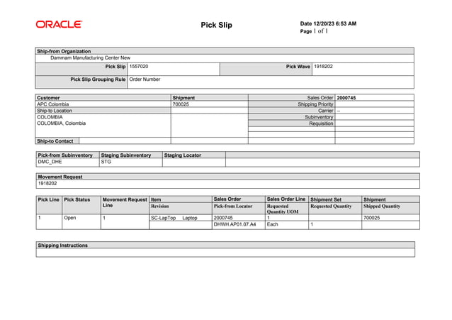 PickSlip_Pick Slip Report integration document n | PPT