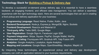 Pickup and Delivery App Development in 2024: Steps, Cost, Tech Stack | PPT