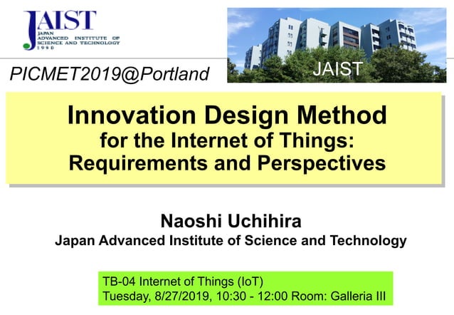 IoT Innovation Design Method (Picmet2019 Presentation) | PPT