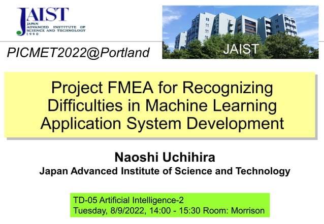 Project FMEA for Recognizing Difficulties in Machine Learning ...