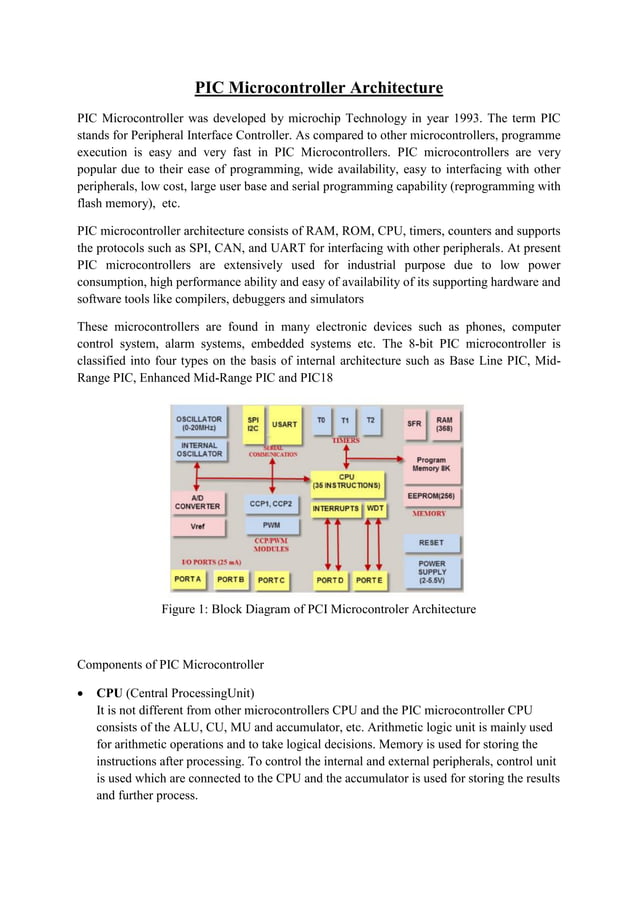 Pic microcontroller architecture | PDF | Operating Systems | Computer Software and Applications