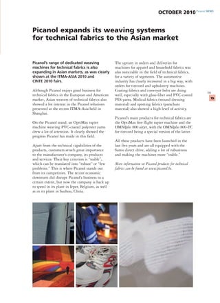 Picanol News October 2010 | PDF