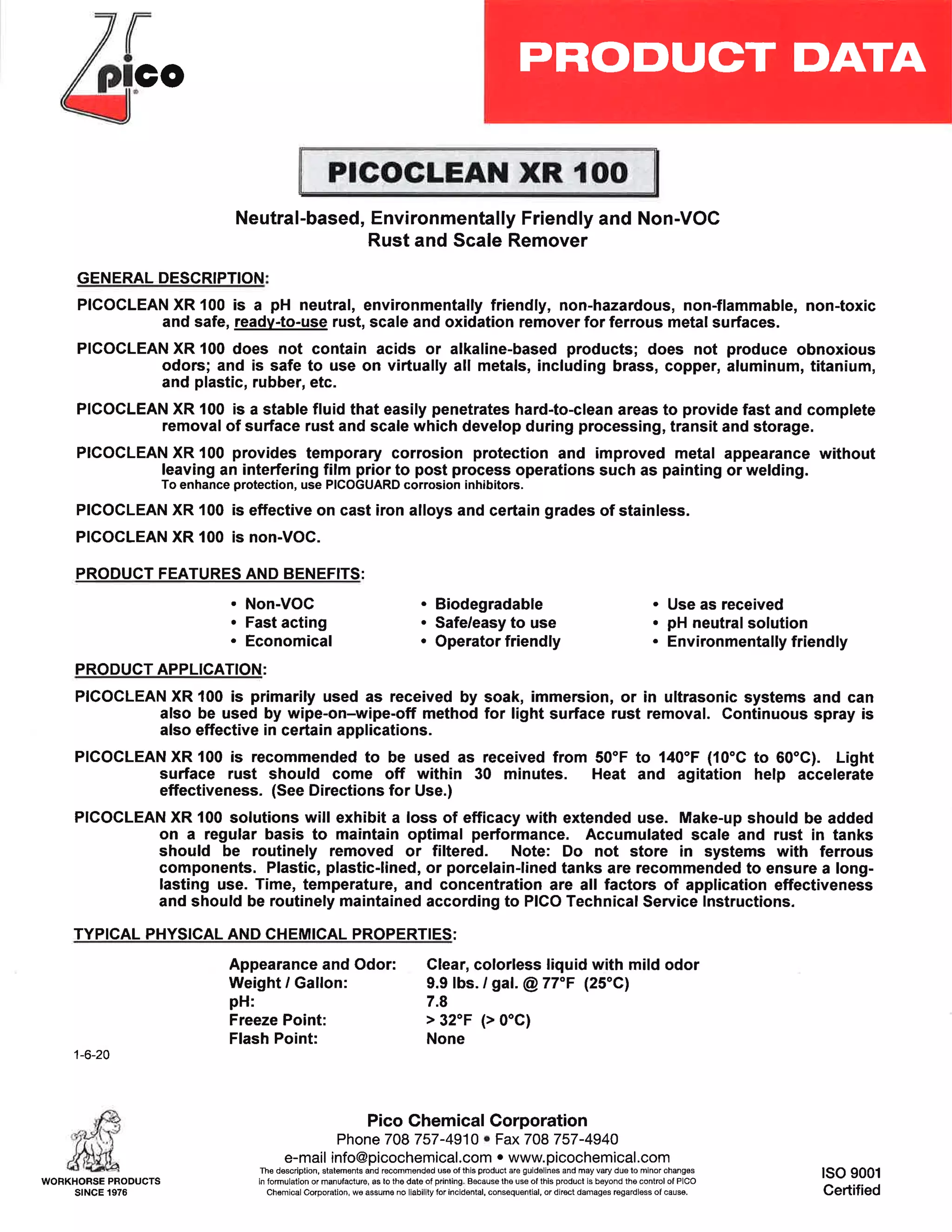 Picoclean xr 100 pd 010620 | PDF