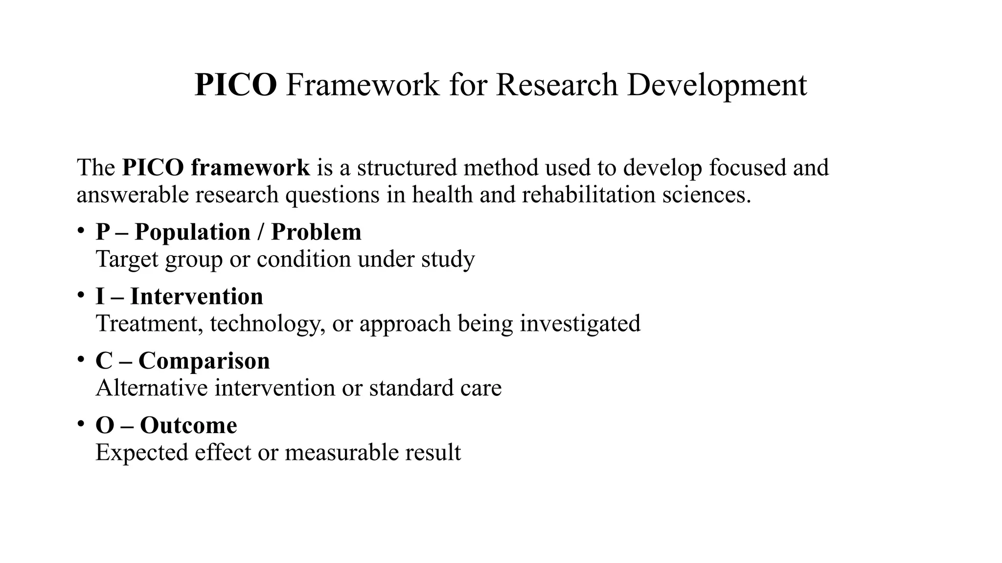 PICO Framework for Research Development.pptx