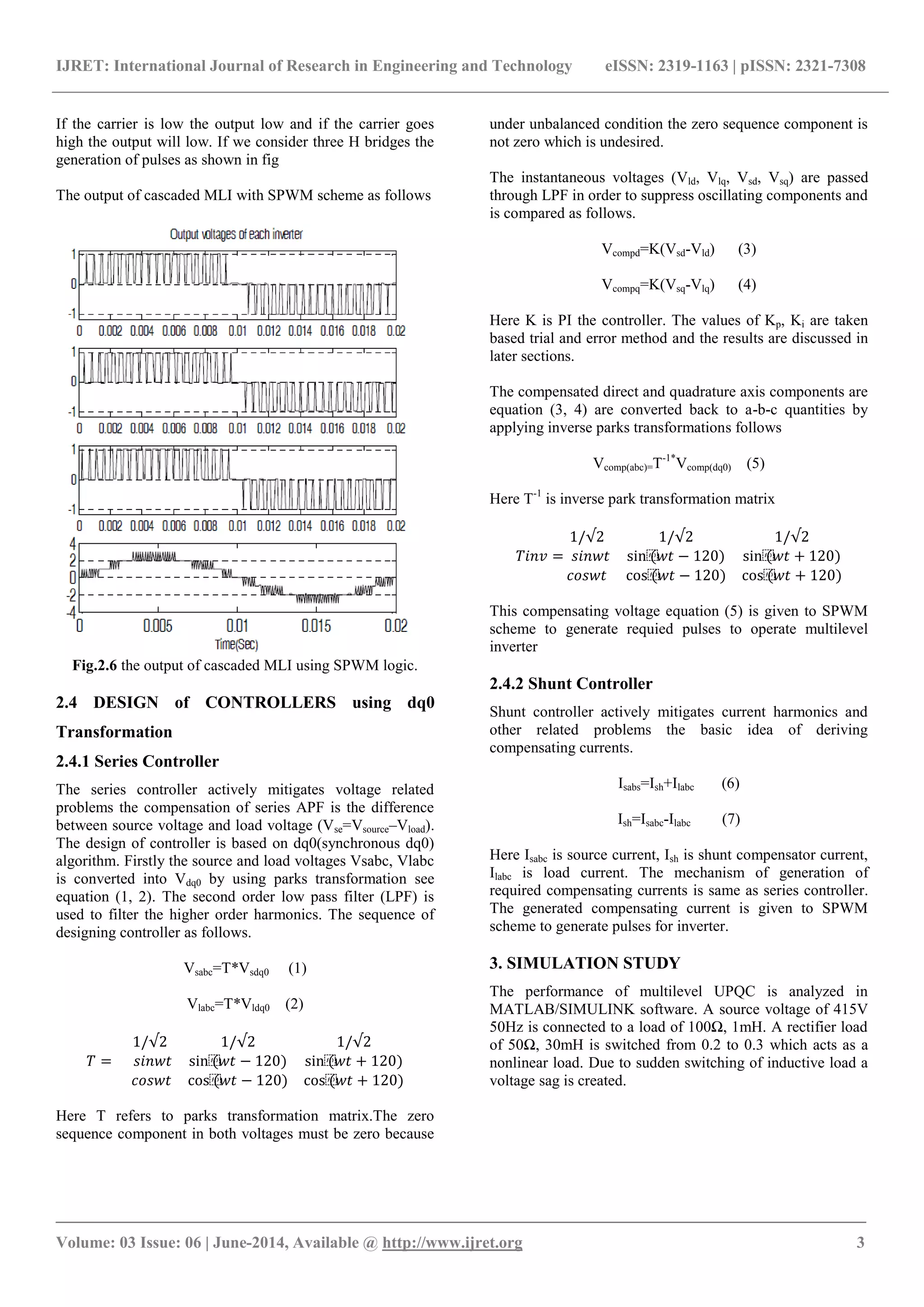 Pi controller based of multi level upqc using dq0 transformation to ...