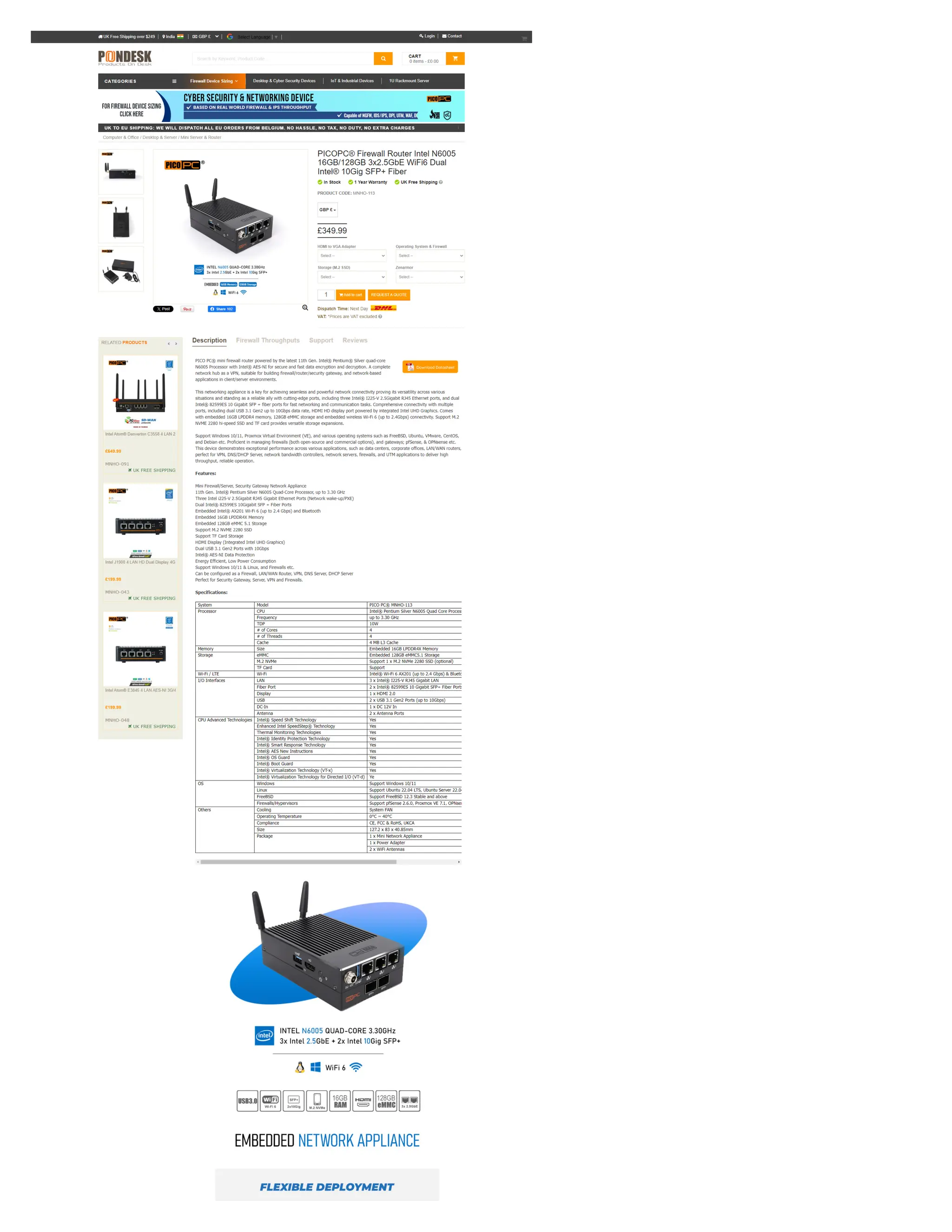 PICOPC® Firewall Router Intel N6005 16GB128GB 3x2.5GbE WiFi6 Dual Intel ...