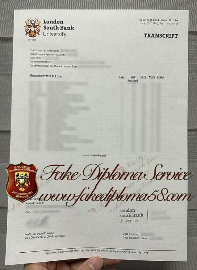 Sample of London South Bank University transcript. Buy LSBU transcript ...