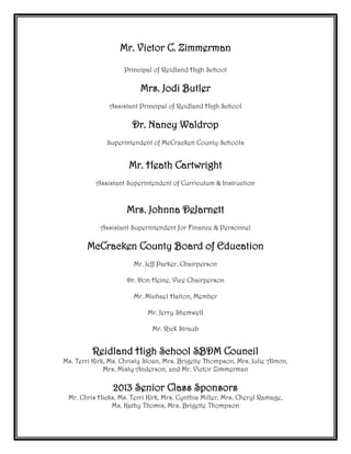 Reidland High School 1916-2013 Final Commencement | PDF