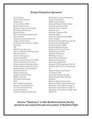 Reidland High School 1916-2013 Final Commencement | PDF