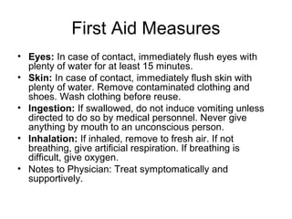 MSDS of Picric acid and ethidium bromide | PPT | First Aid | Injuries