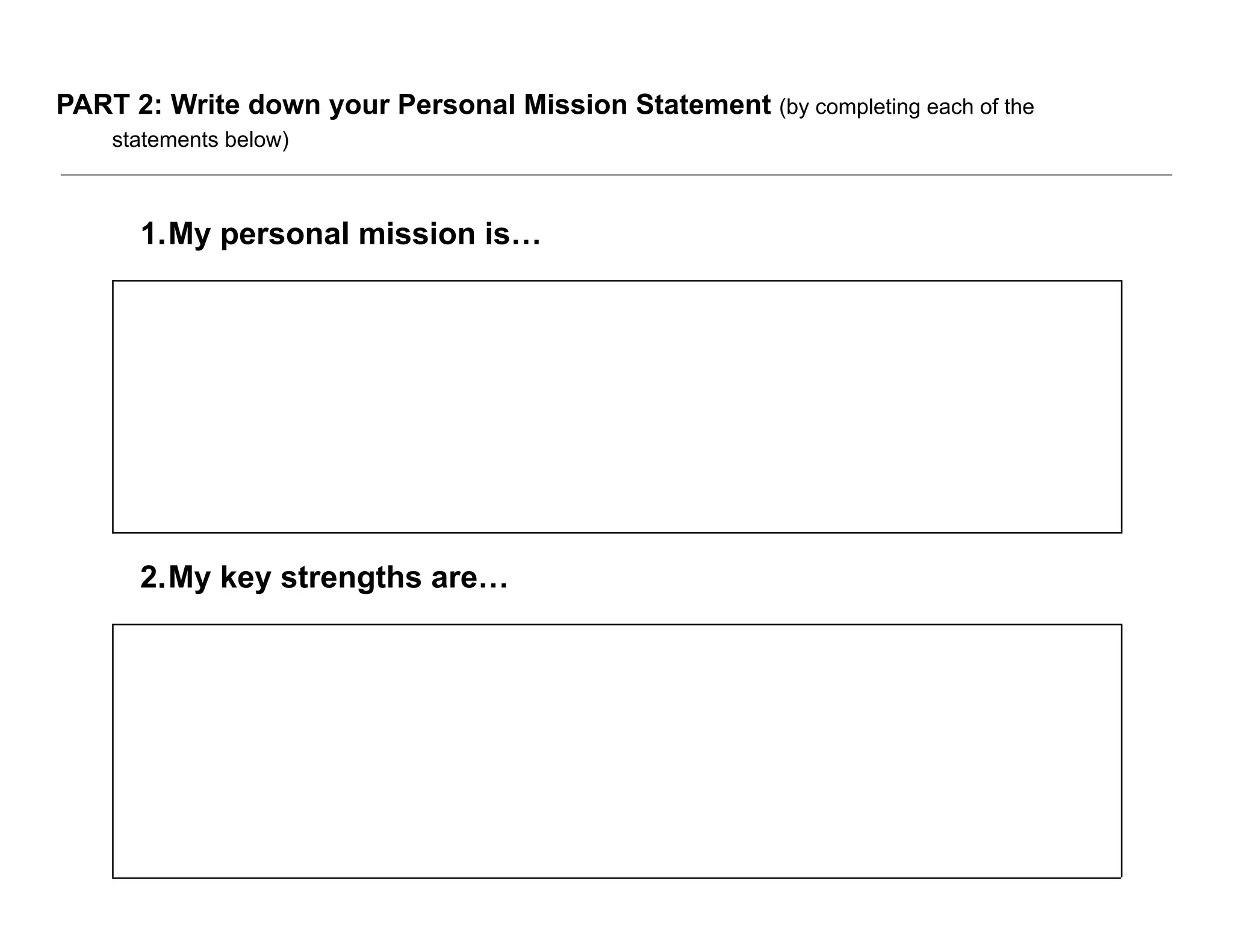 Personal Vision Statement Worksheet