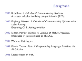 Pict: A programming language based on the pi-calculus | PDF