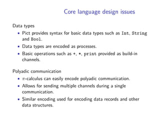 Pict: A programming language based on the pi-calculus | PDF