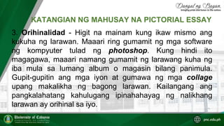 PICTORIAL-ESSAY: FILIPINO SA PILING LARANGAN | PPTX